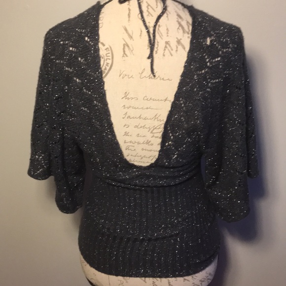 Urban Behavior | Tops | Grey Silver Crochet Butterfly Sleeve Sweater ...